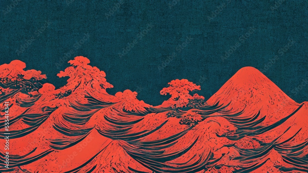 Modern, retro, traditional and classic Japanese Ukiyo-e style design ...