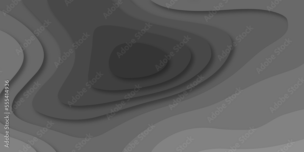 Geometric papercut black luxury background and elements, topography map ...