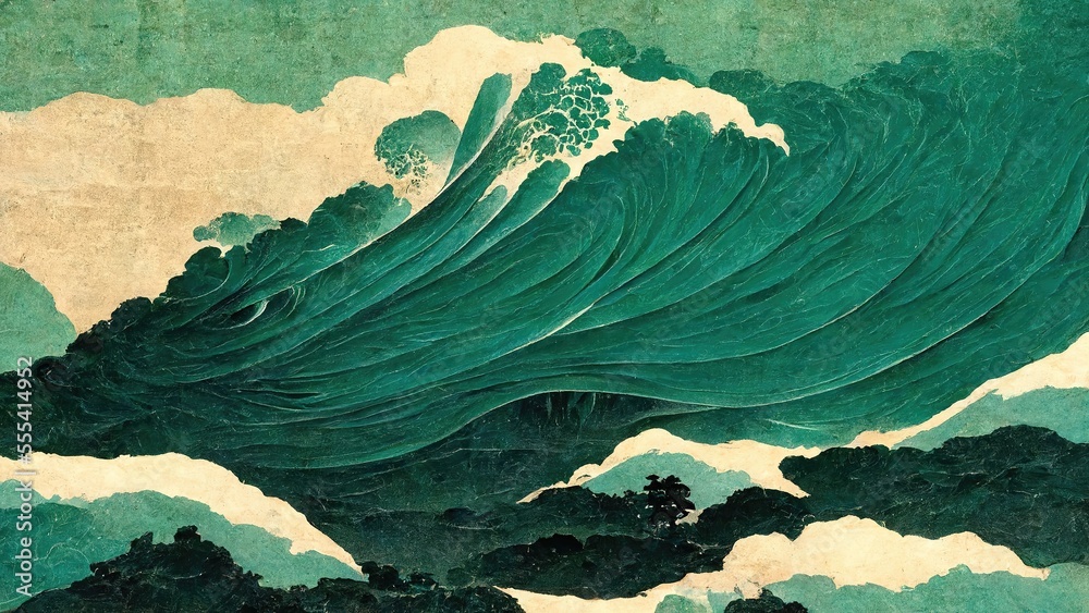 Modern, retro, traditional and classic Japanese Ukiyo-e style design ...