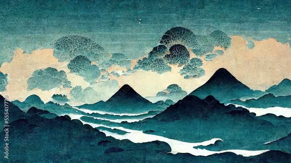 Ilustração do Stock: Sky blue mountains, modern, retro, traditional and ...