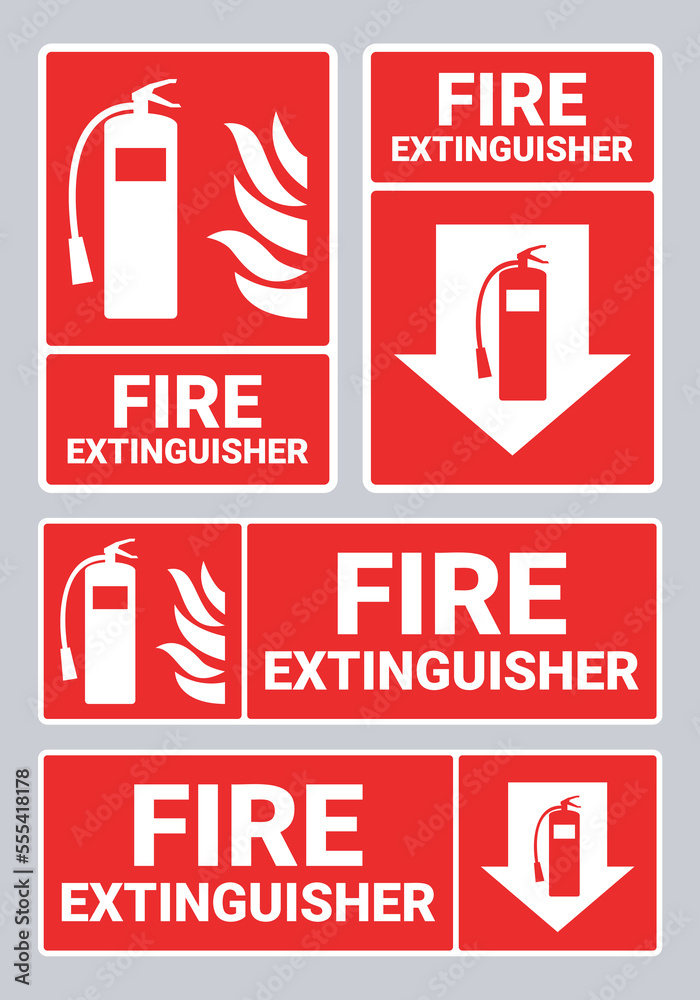 Fire Extinguisher Sign Board Collection Stock Vector | Adobe Stock