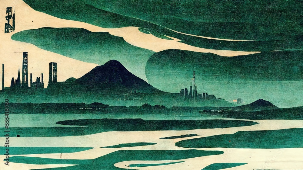 Modern, retro, traditional and classic Japanese Ukiyo-e style design ...