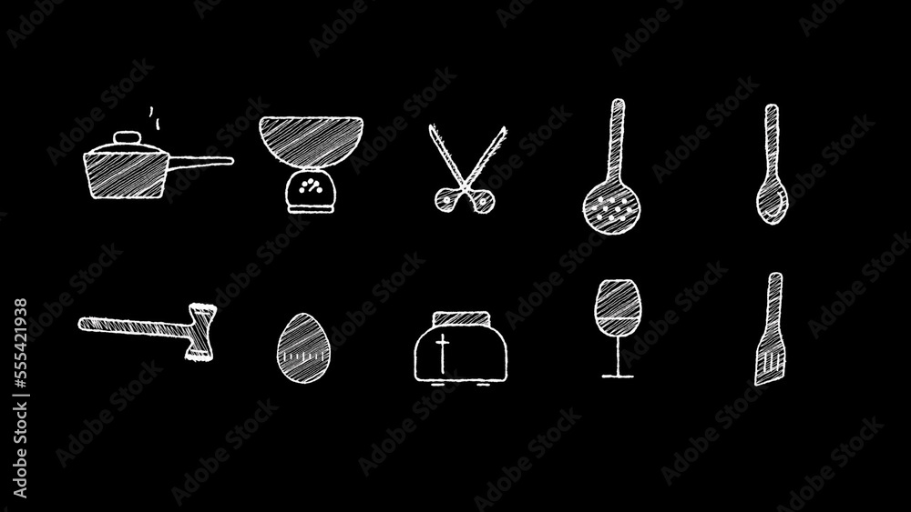 10 Cooking Animated Chalkboard Icons Overlay 5 Шаблон Stock | Adobe Stock