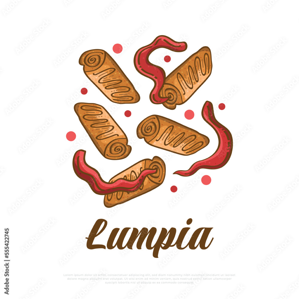 Lumpia, Traditional Food From Indonesia. Illustration of Indonesian ...