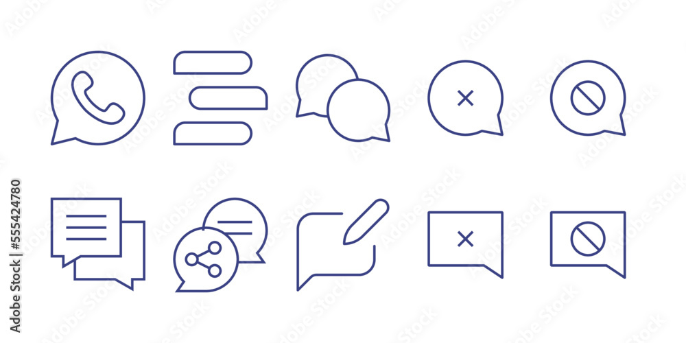 Chat line icon set. Editable stroke. Vector illustration. Containing ...