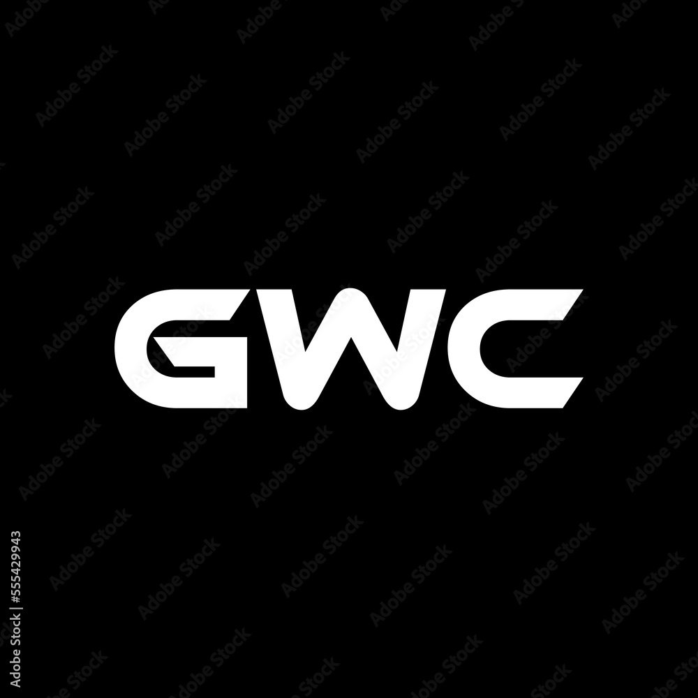 GWC letter logo design with black background in illustrator, vector ...