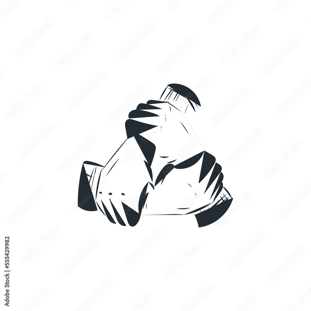 Hand drawn human hands holds together concept sketch drawing ...