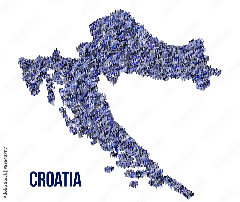 The map of the Croatia made of pictograms of people or stickman figures ...