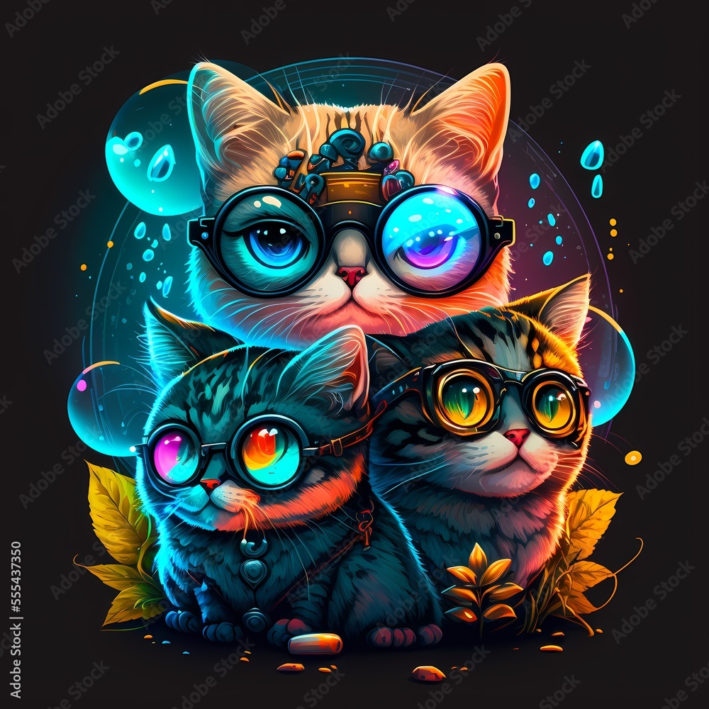 cat cartoon - Generative ai Stock Illustration | Adobe Stock
