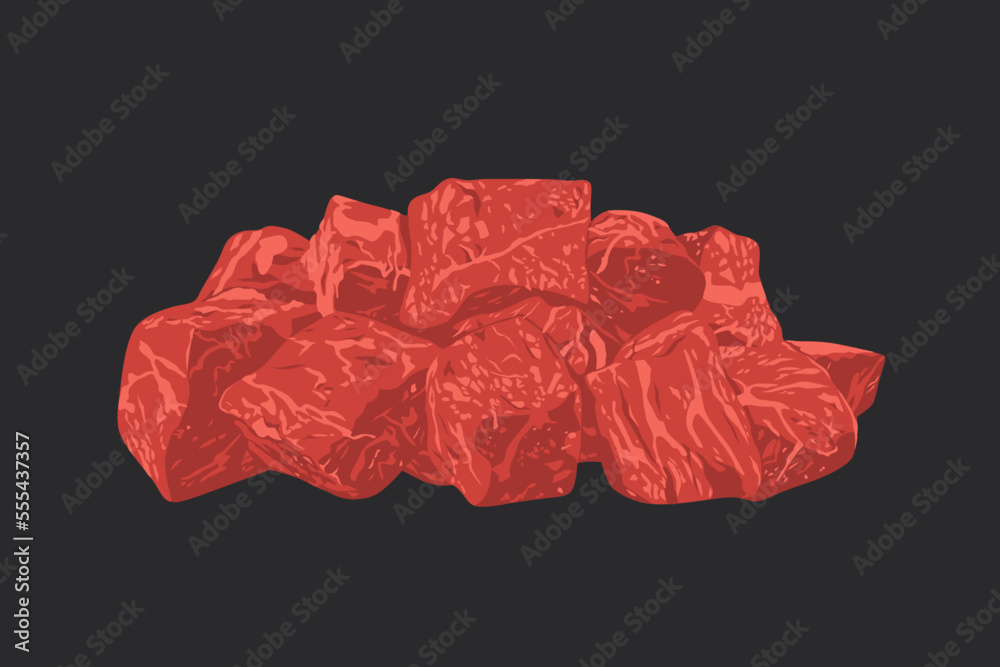 Pile of beef cubes isolated vector illustration Stock Vector | Adobe Stock
