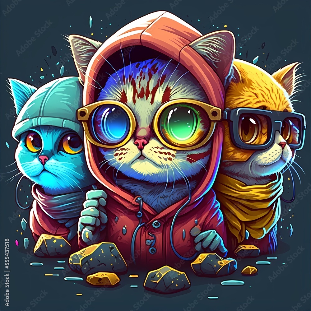 cat cartoon - Generative ai Stock Illustration | Adobe Stock