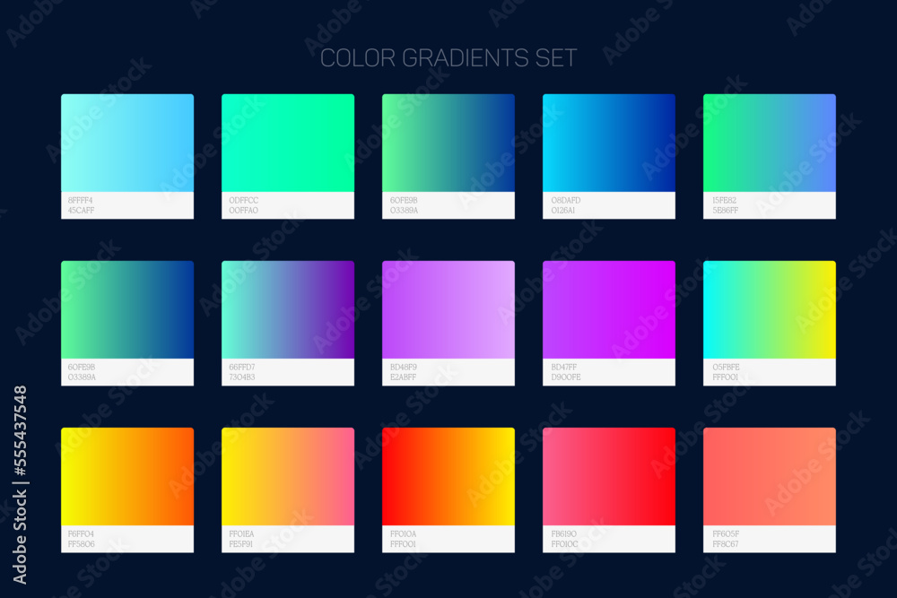2023Trendy gradient swatches. Collection palettes of gradient swatches ...