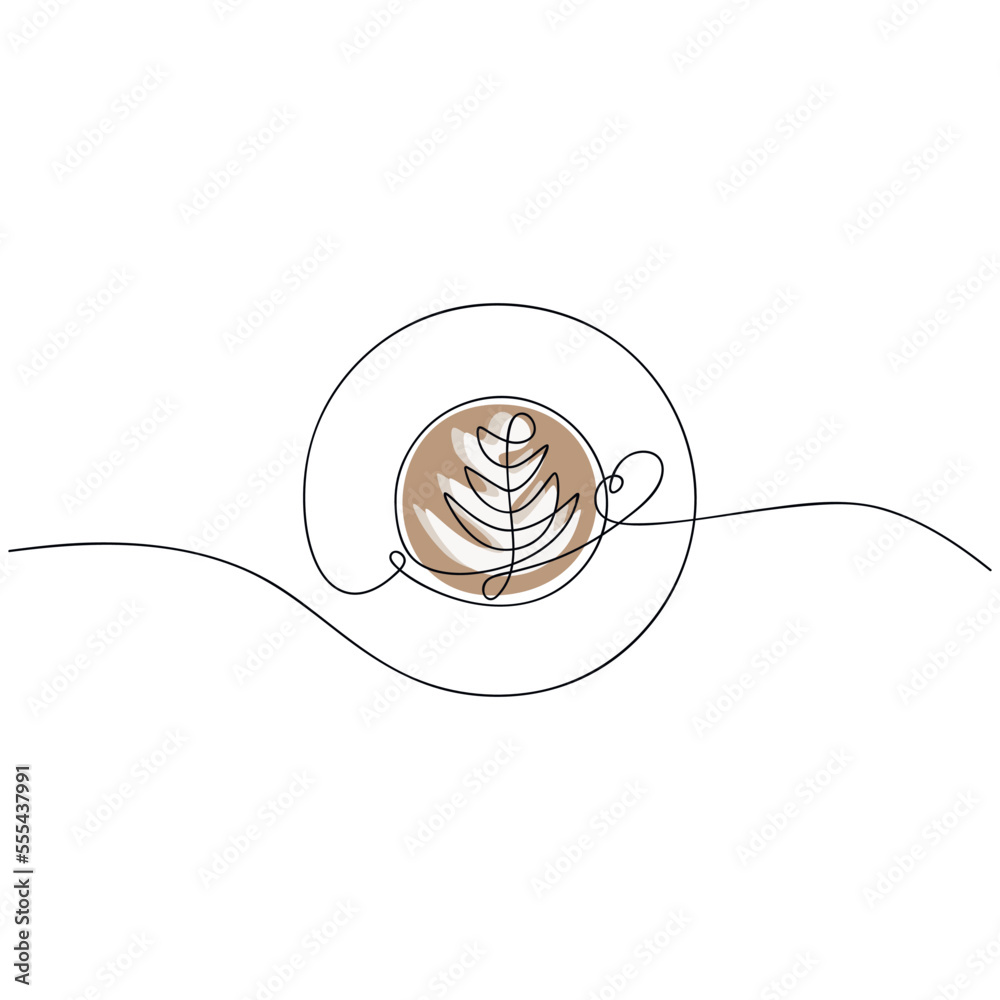 Top view coffee cup vector one line continuous drawing illustration ...