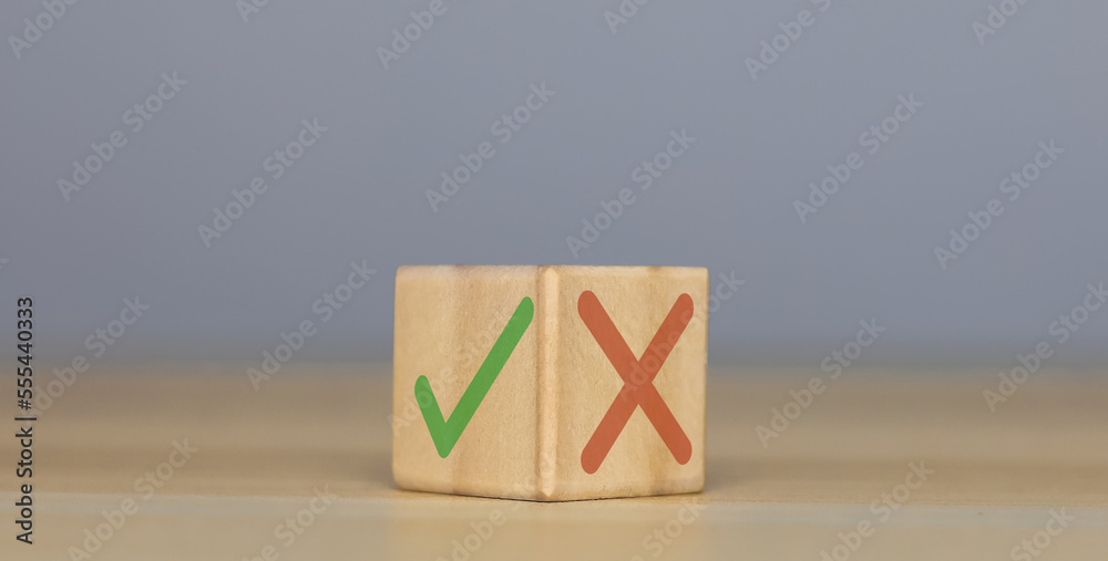 wooden block yes or no symbol and checkmark Alternative concepts ...