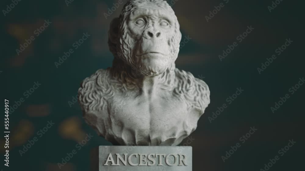 Human ancestor stone sculpture. Neanderthal, primal man, ape man. 3D ... Human ancestor stone sculpture. Neanderthal, primal man, ape man. 3D ...