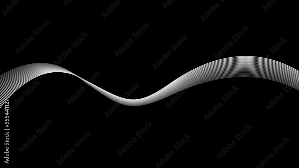 silver wavy line on black background Stock Vector | Adobe Stock