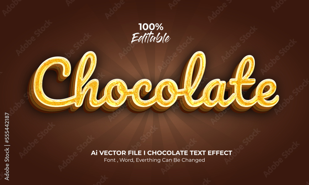 Chocolate 3D Text Effect Design Template Stock Vector | Adobe Stock
