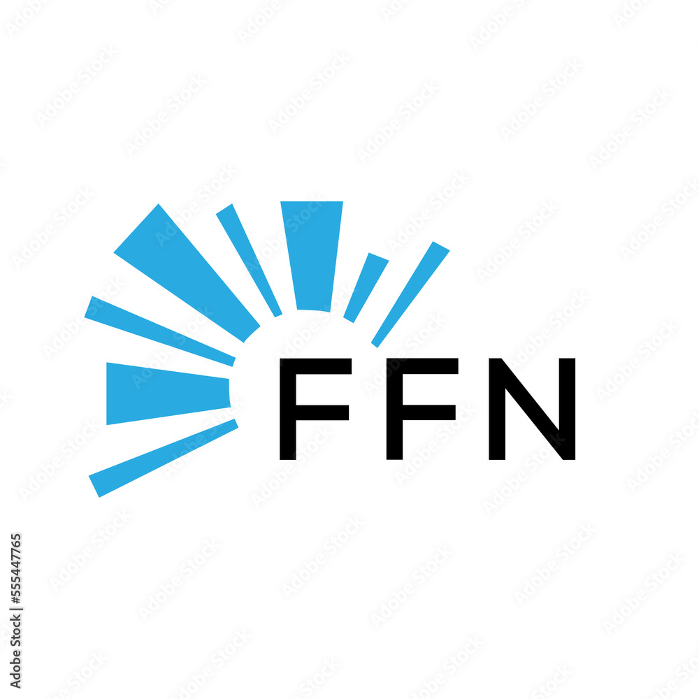 FFN letter logo. FFN blue image on white background and black letter ...