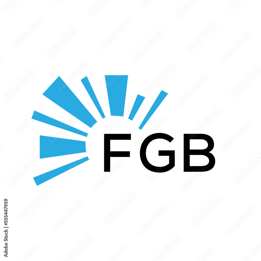 FGB letter logo. FGB blue image on white background and black letter ...