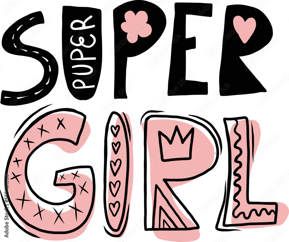 t shirt design with original calligraphic text on brush stroke.Girls ...