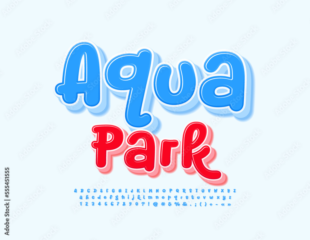 Vector advertising banner Aqua Park with Blue 3D Font. Funny creative ...