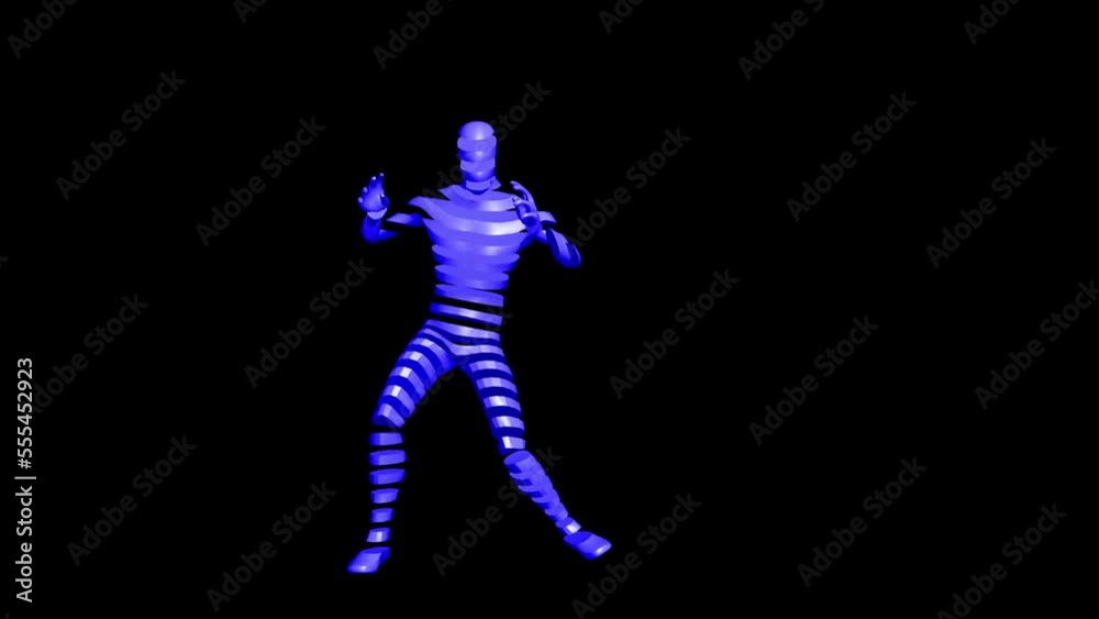 Dancing man from 3D layers. Futuristic fragmentary man. Fantastic 3D ...