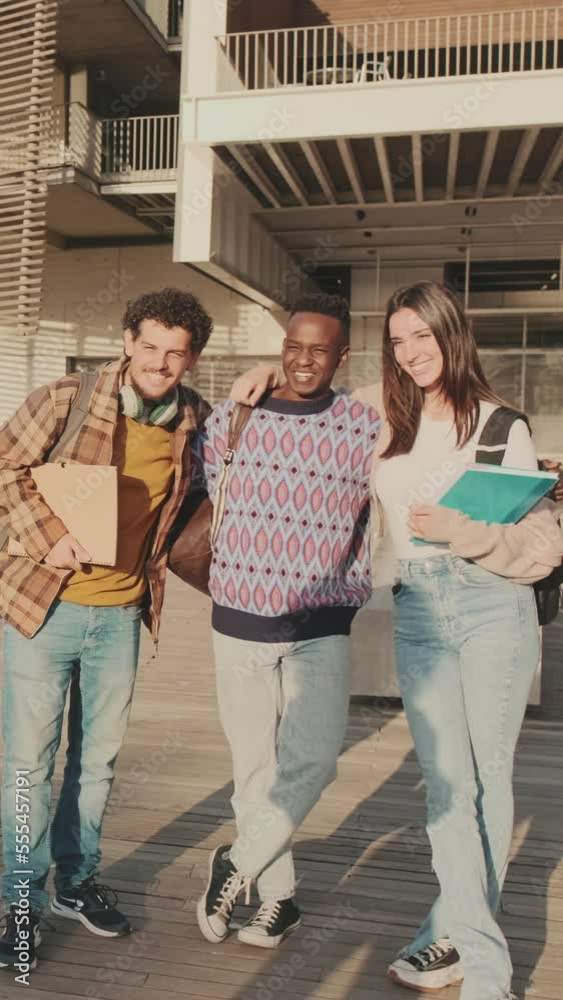 Students classmates pose for a joint photo Stock Video | Adobe Stock