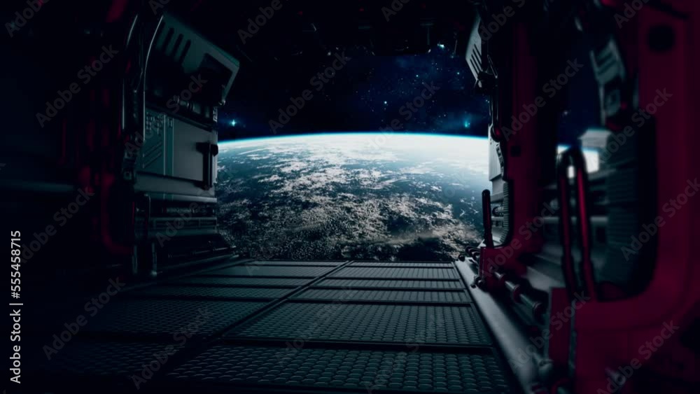 Sci-fi spaceship corridor, a shuttle inside a moving spaceship based on ...