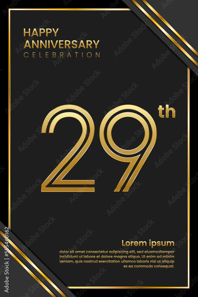 29th Anniversary. Anniversary Template Design With Golden Text. Double ...