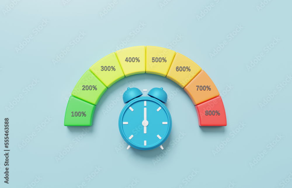 Clock point scale speed levels percentage customer credit status red ...