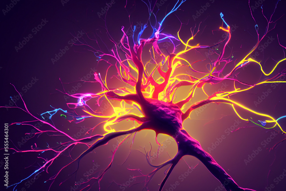 Neurons, brain cells, neural network concept, generative ai ...