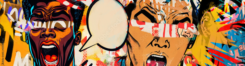 modern illustration brings together a fresco of bold character ...