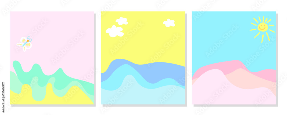 Fun Creative minimalist style Set Template background for children ...