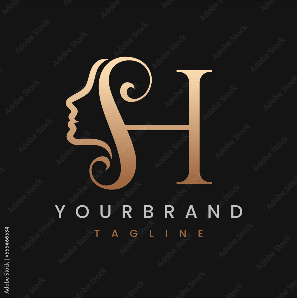 Classic Letter H Beauty Women Face Logo Stock Vector | Adobe Stock