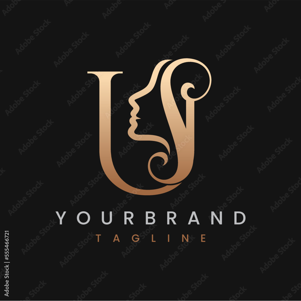 Classic Letter U Beauty Women Face Logo Stock Vector | Adobe Stock