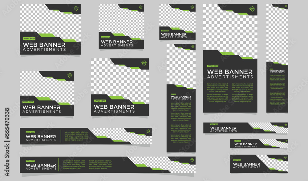 standard sized set of 13 commonly used web banner templates for ...