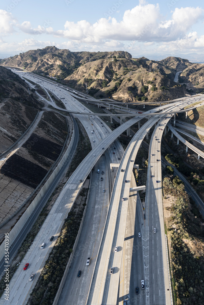 Aerial vertical view of the Golden State 5 and Antelope Valley 14 ...