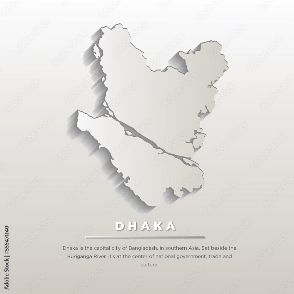 Dhaka isometric map with blend Stock Vector | Adobe Stock