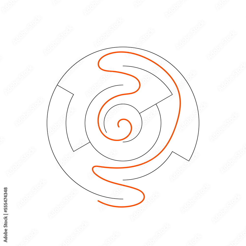 Round maze for children. Simple puzzle: "Linear maze". Vector ...