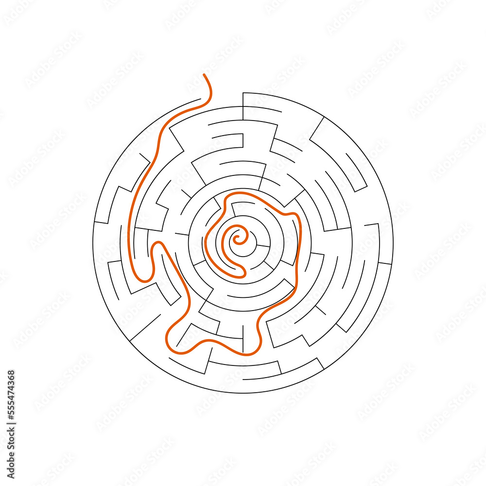 Round maze for children. Simple puzzle: "Linear maze". Vector ...