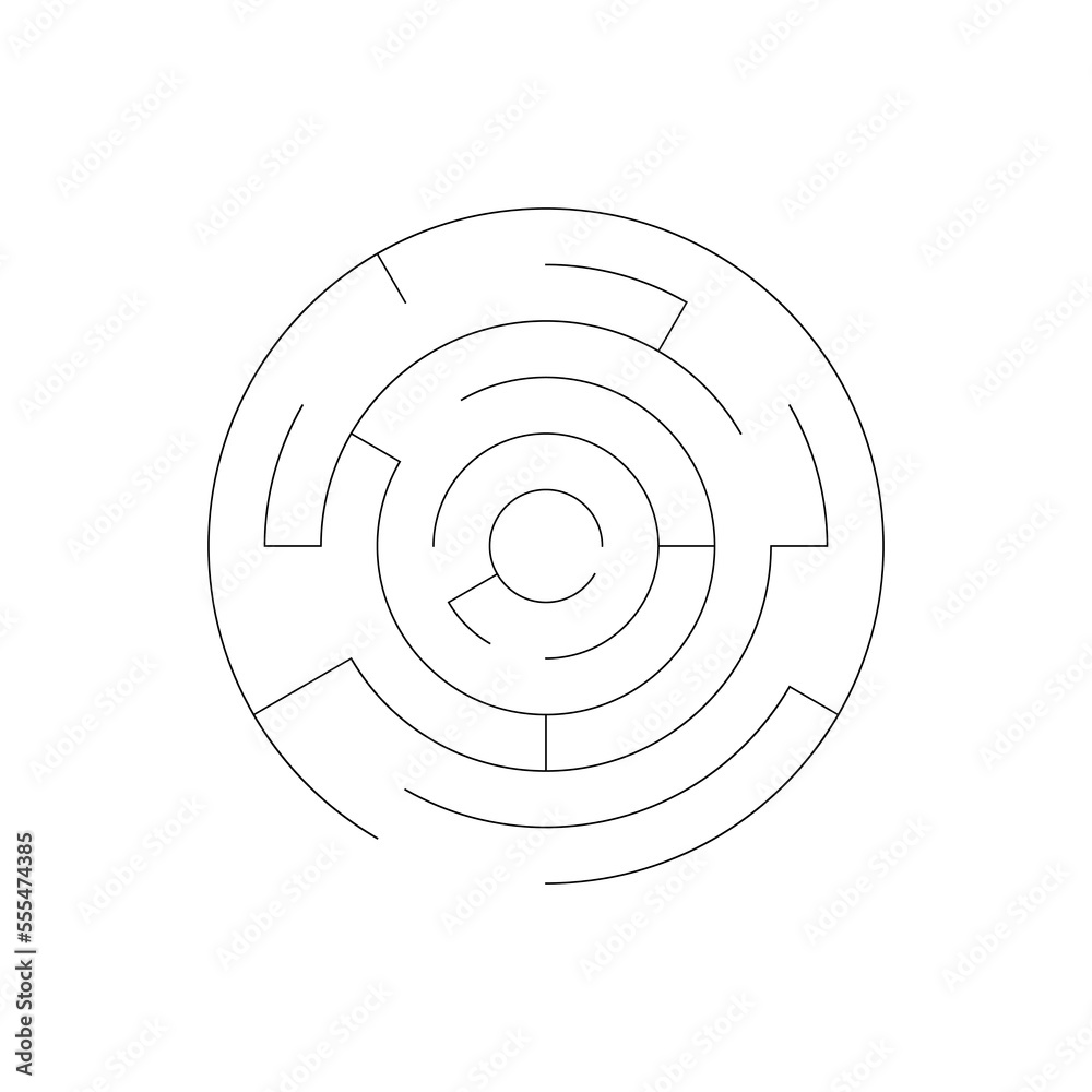 Round maze for children. Simple puzzle: "Linear maze". Vector ...