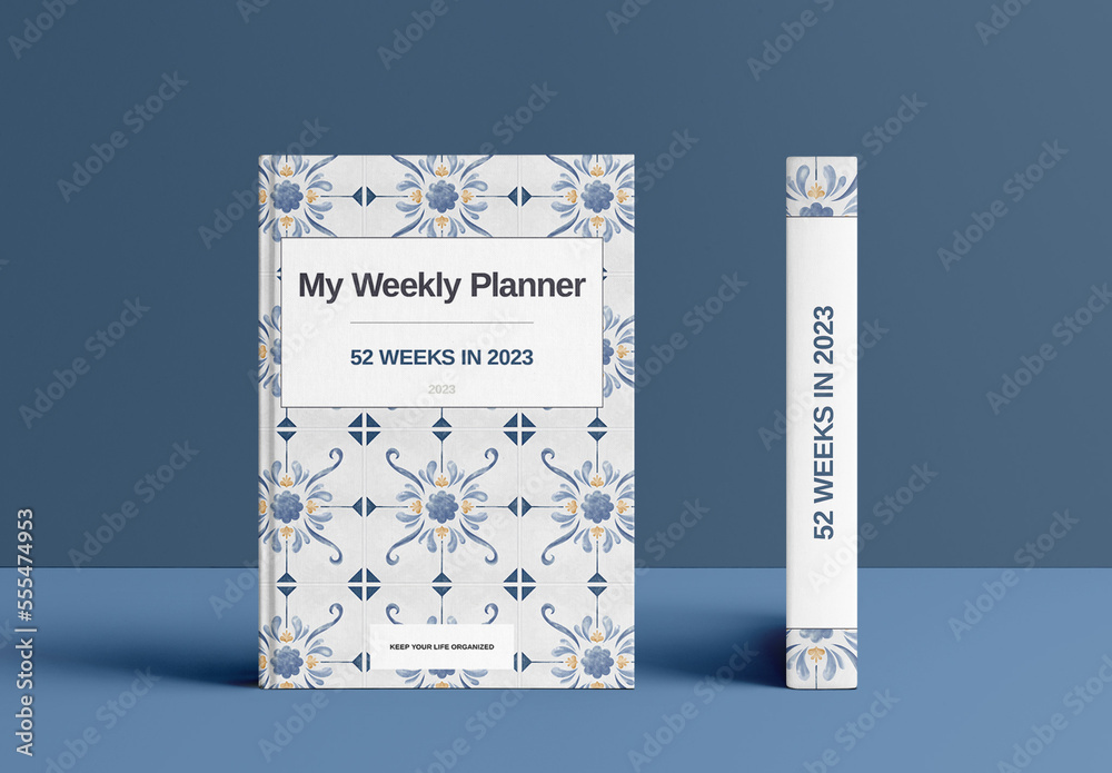 Blue Weekly Planner 2023 Layout Stock Template | Adobe Stock