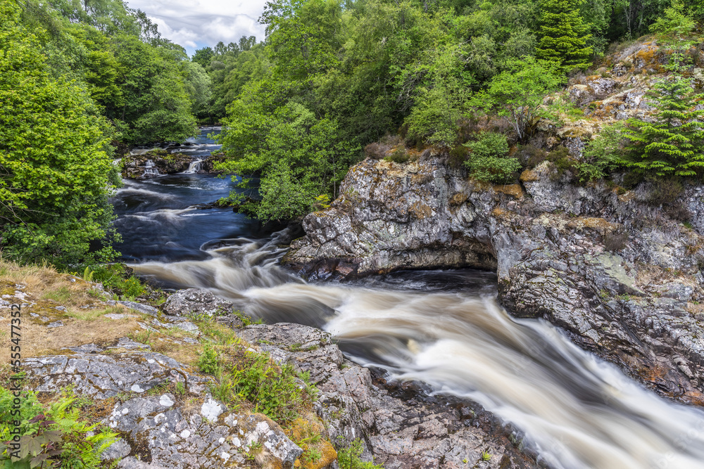 The Falls of Shin is a waterfall on the River Shin in Northern Scotland ...
