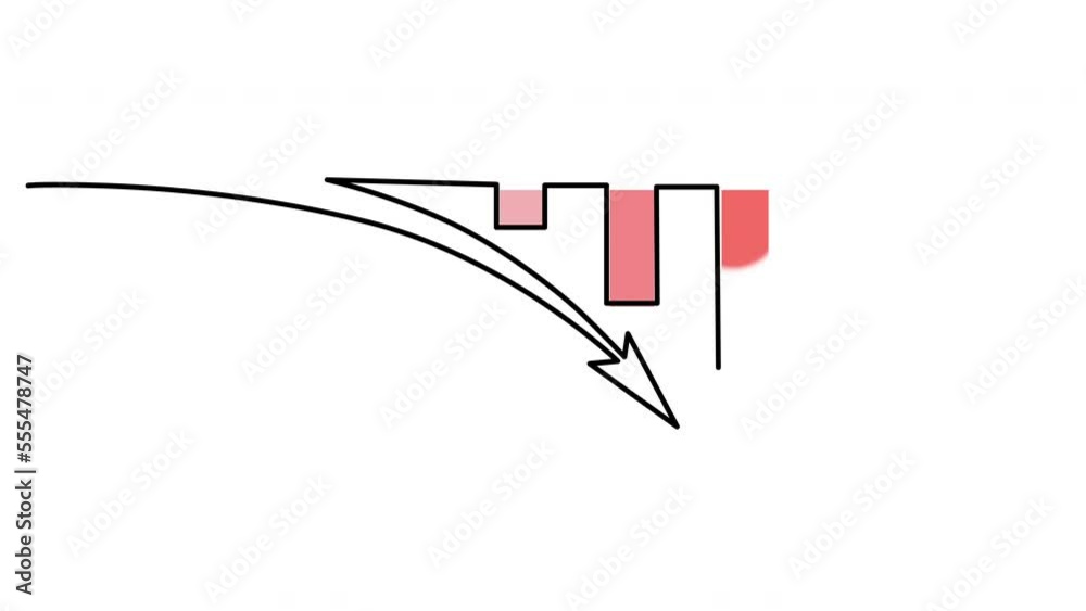 Decline diagram, fall curve, decrease chart self drawing animation ...