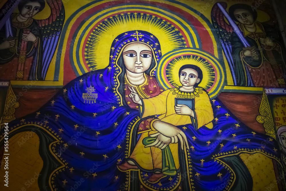 Ethiopian Orthodox ecclesiastical mural, Cathedral of Tsion Maryam ...