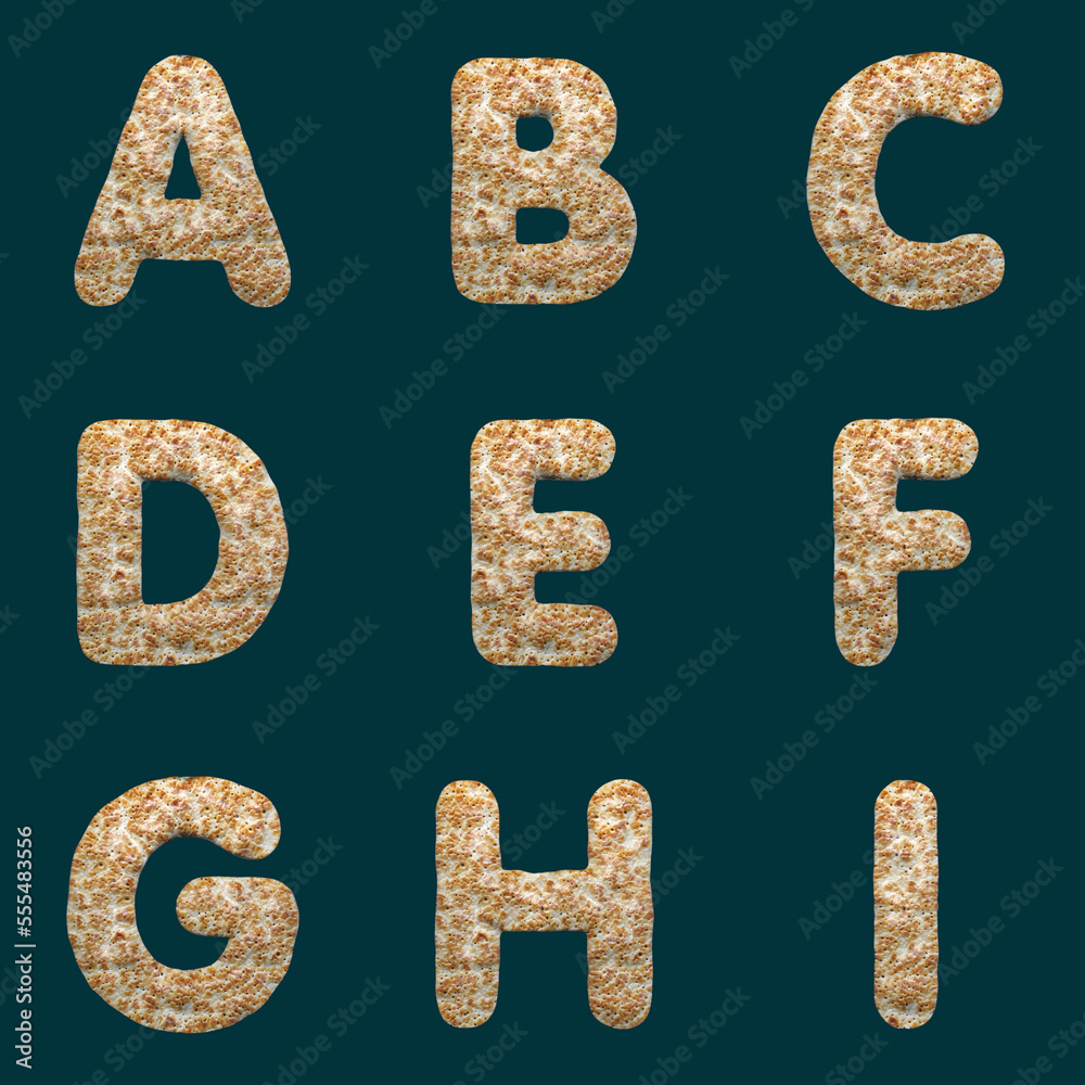 3D Render Set of Pastry Font including Letters, Numbers and Punctuation ...