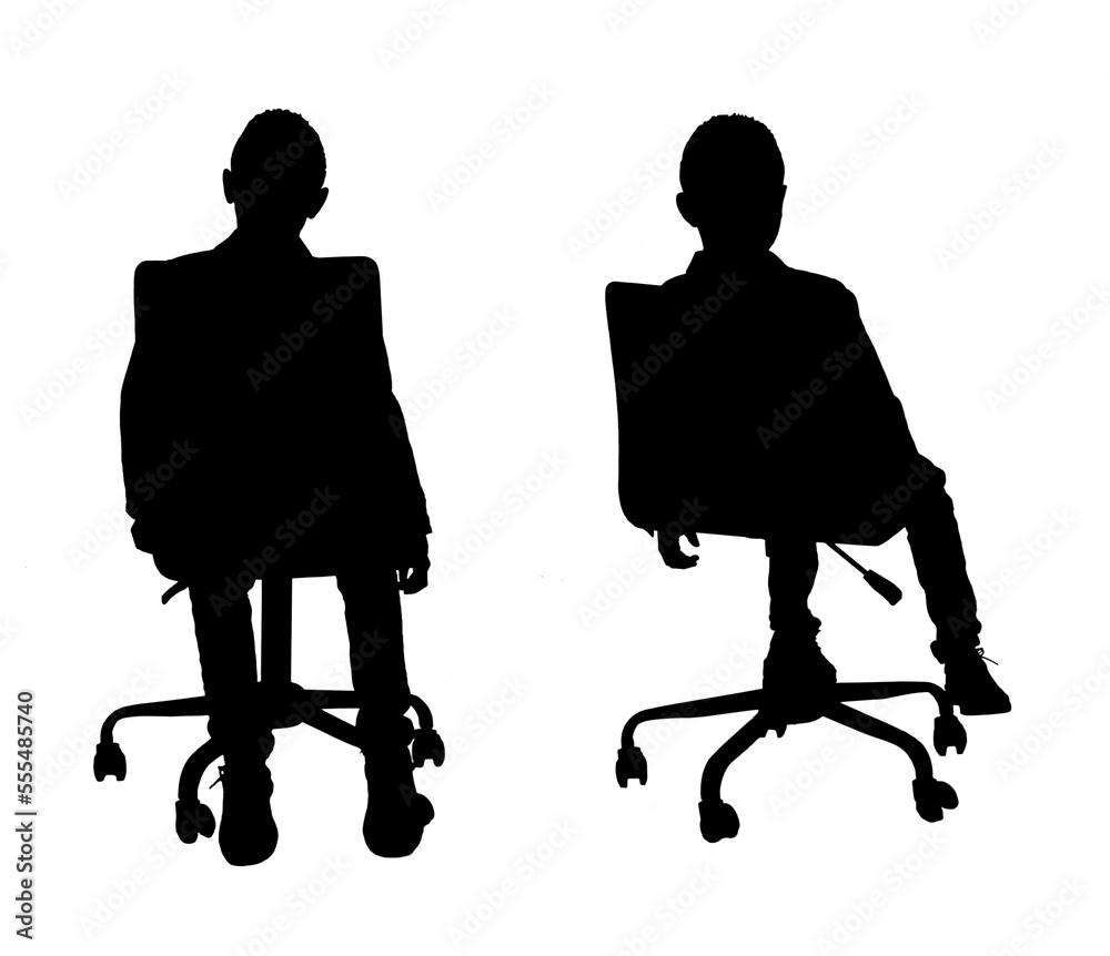 front and back view teen sitting a chair on white background Stock ...