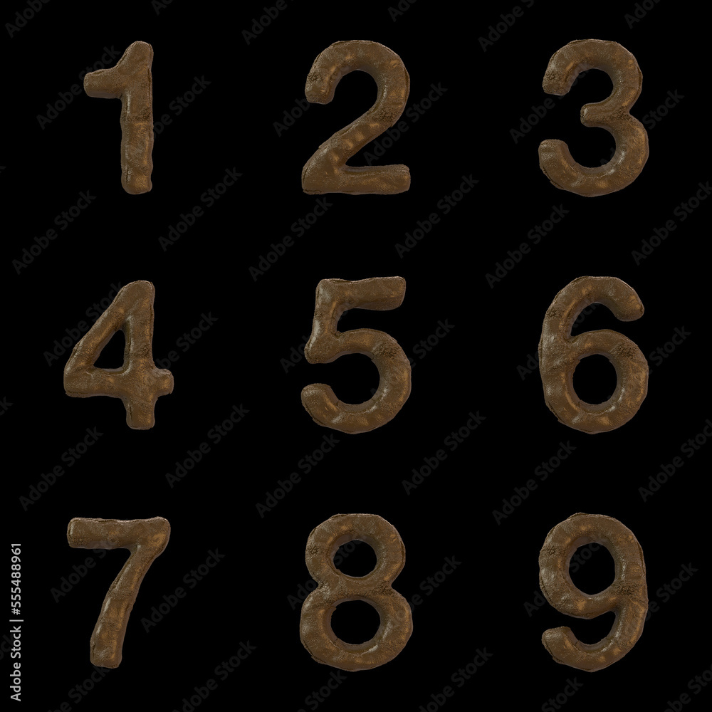 3D Rendering Set of Poop Font Alphabet, Numbers and Punctutation Marks ...