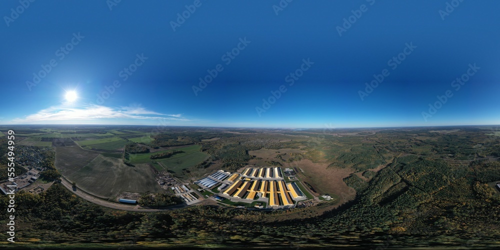 A spherical 360-degree panorama from a height from a drone to a huge ...