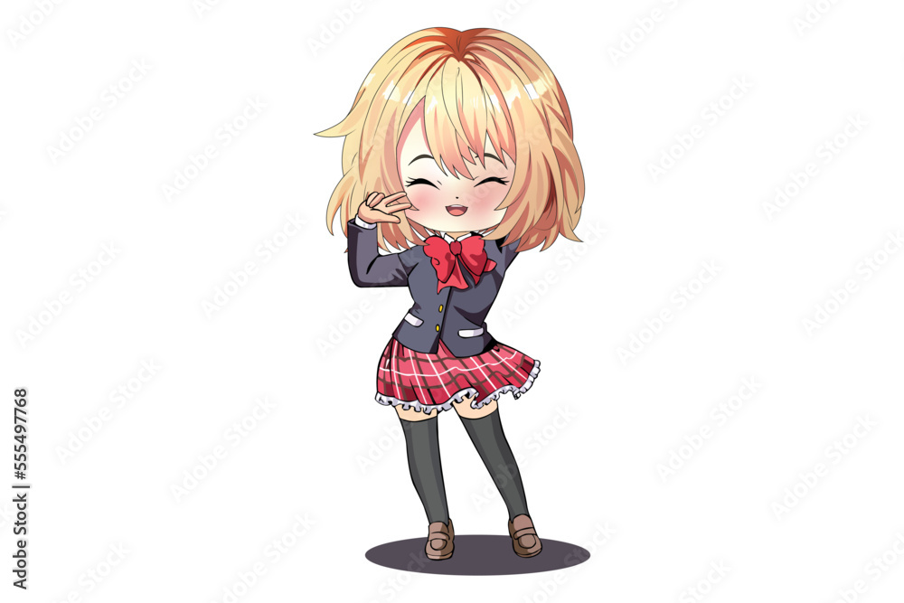 Cute adorable standing chibi character illustration Stock Vector ...